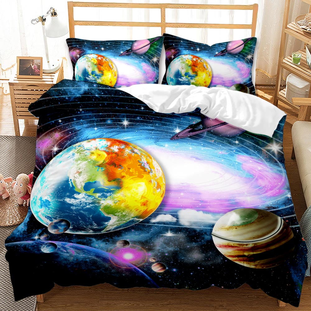 3Pcs Galaxy Print Comforter Set Universe Nebula Space Comforter Bedding ...