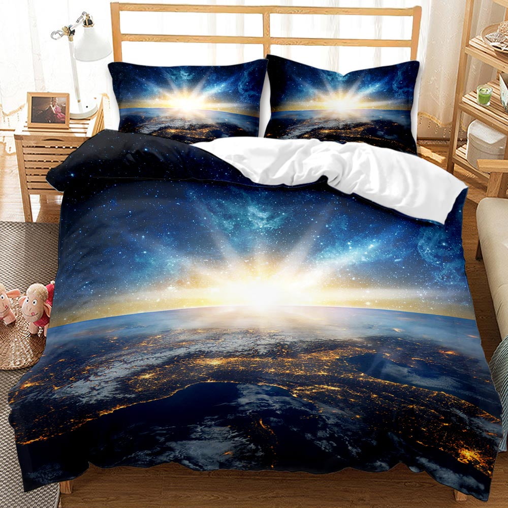 3Pcs Galaxy Print Comforter Set Universe Nebula Space Comforter Bedding ...