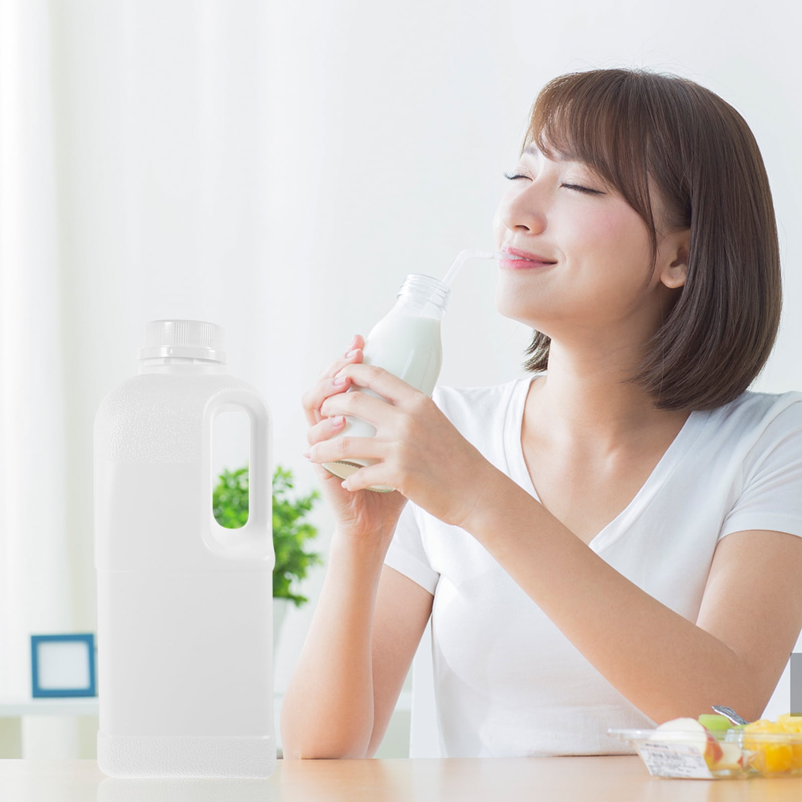 3Pcs Gallon Milk Jugs Handheld Milk Bottle Portable Beverage Bottle ...