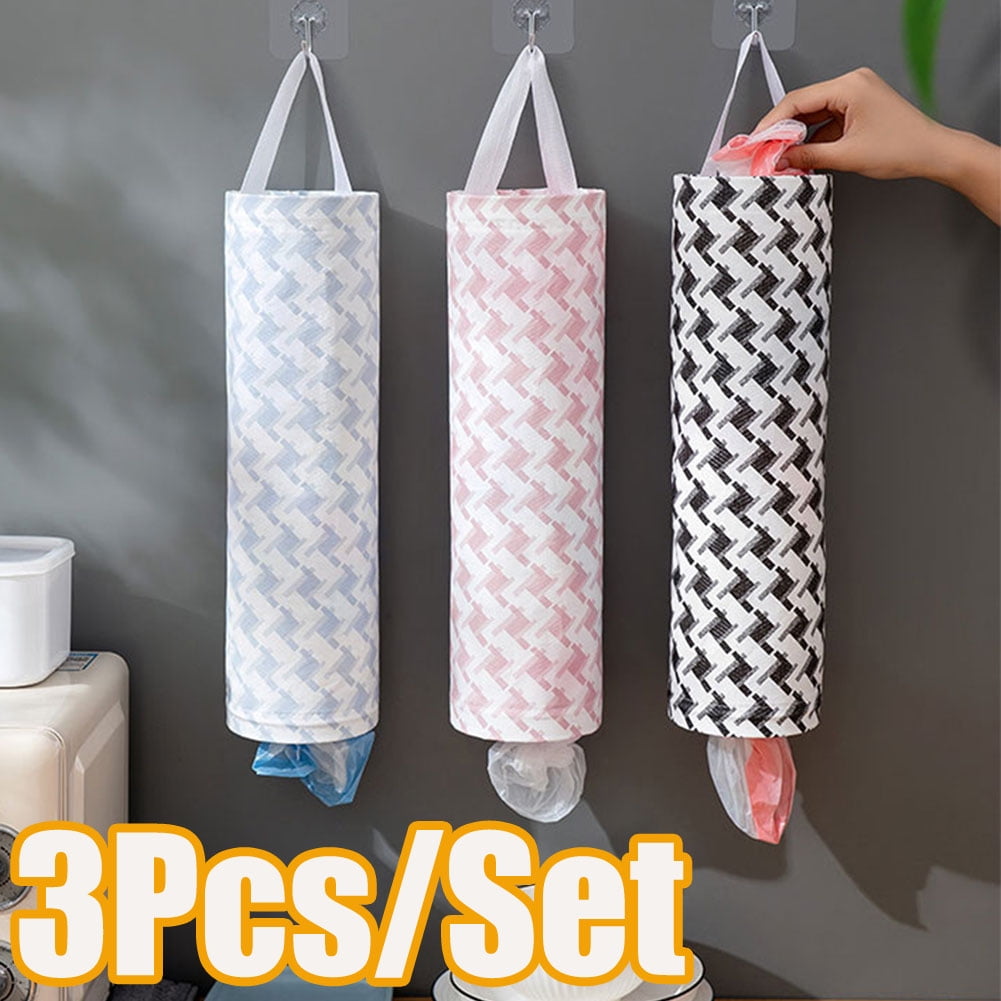 3Pcs Garbage Bag Plastic Bag Holder Dispensers Folding Hanging Storage ...