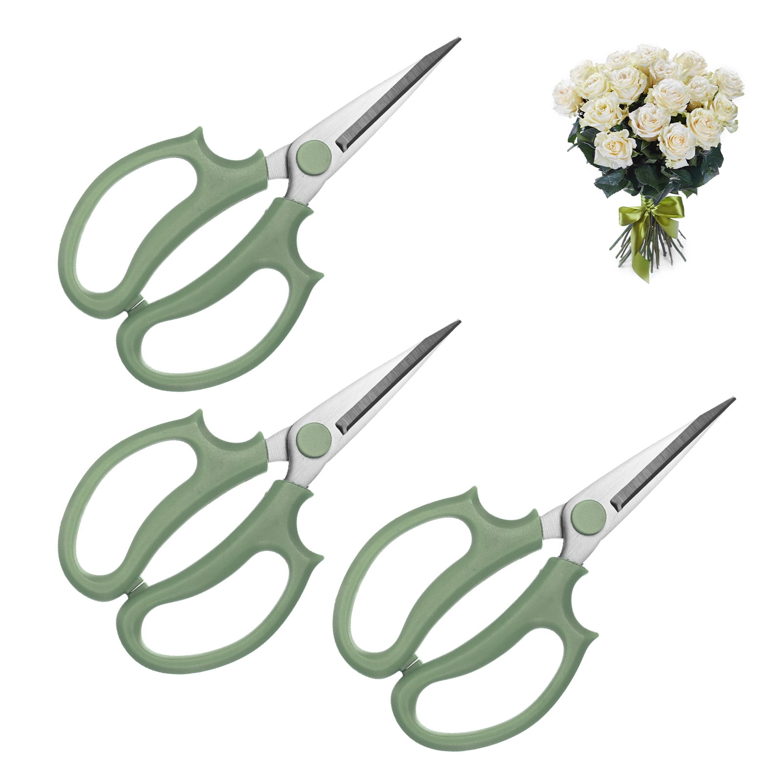 3Pcs Garden Flower Scissor 20cm Stainless Steel Floral Shear Pointed ...