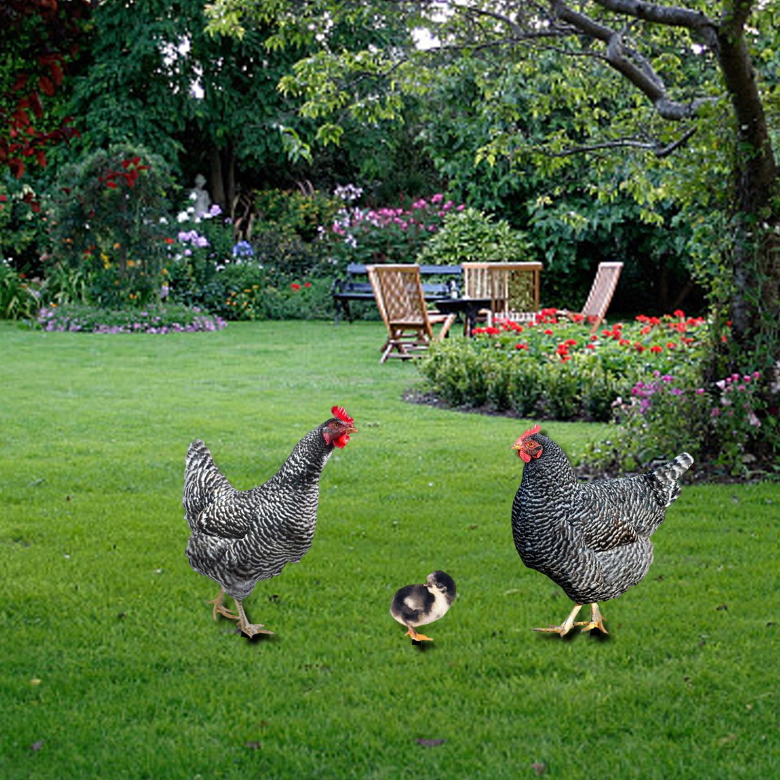 3Pcs Garden Stakes Chicken Animal Statue Animal Shaped Yard Stake ...