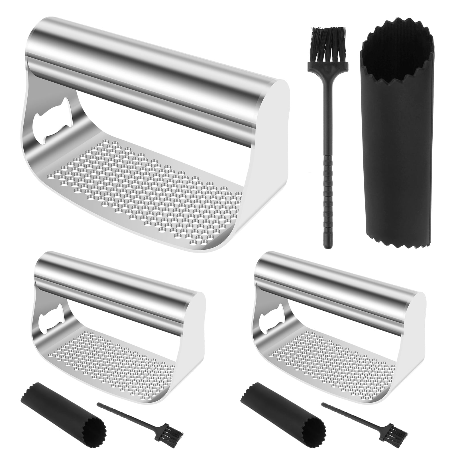 3Pcs Garlic Press Set Stainless Steel Garlic Press Mincer Easy to Use ...