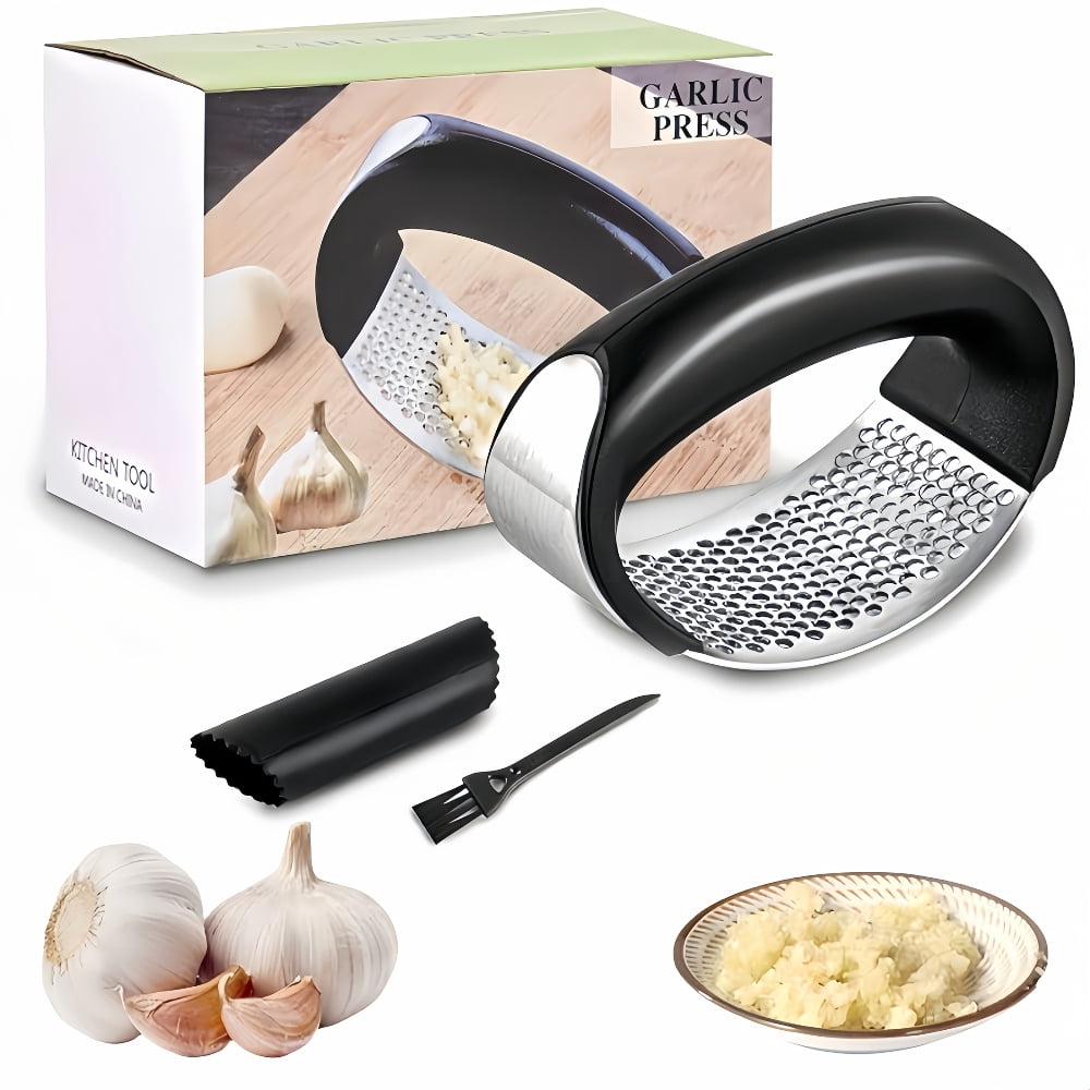 3Pcs Garlic Press Set, Traditional Garlic Press Stainless Steel Kitchen ...