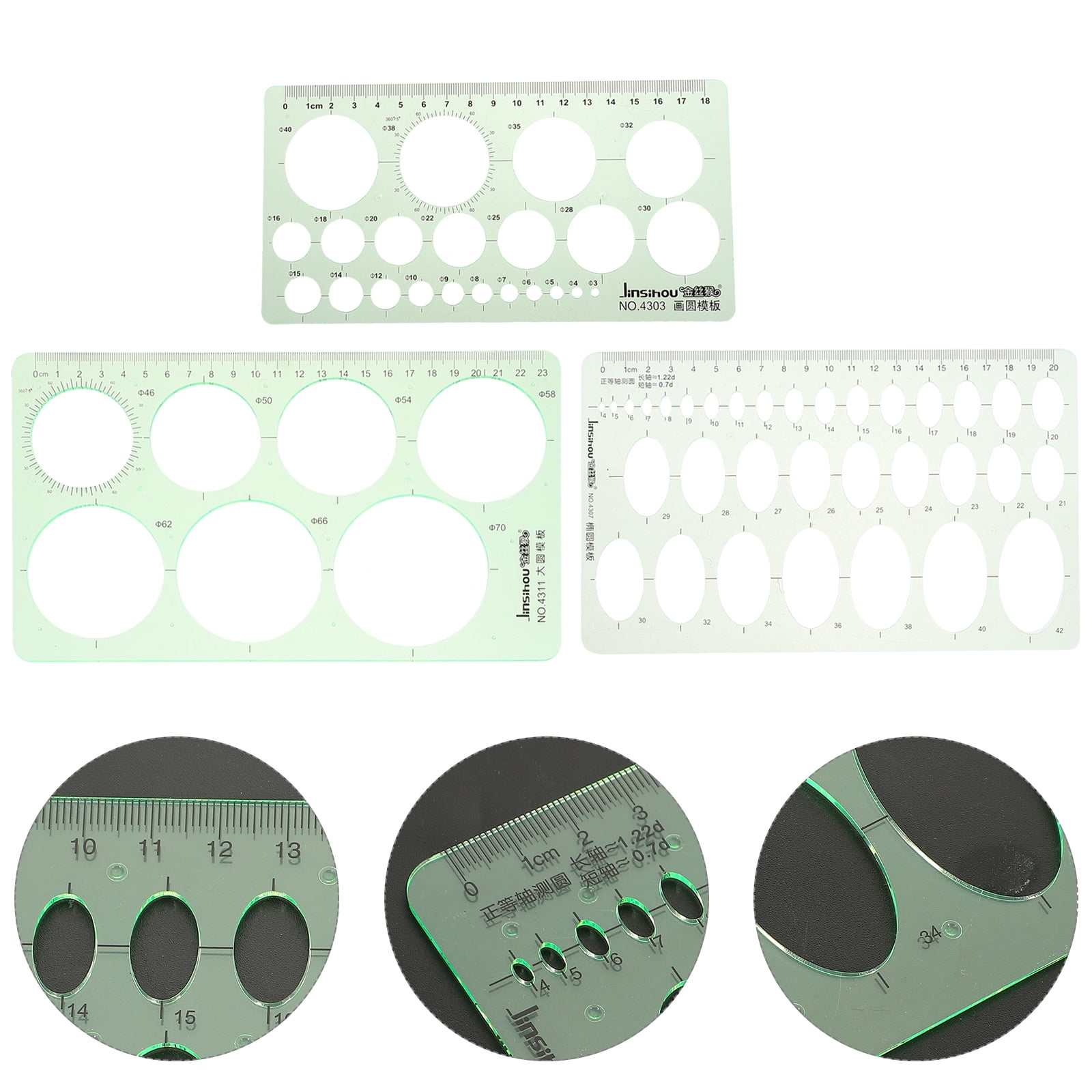 3Pcs Geometric Drawings Templates Stencils Plastic Measuring Template ...