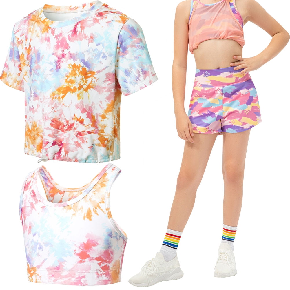 3Pcs Girls Athletic Tank Tops + Short Sleeves Running Active Yoga Dance ...