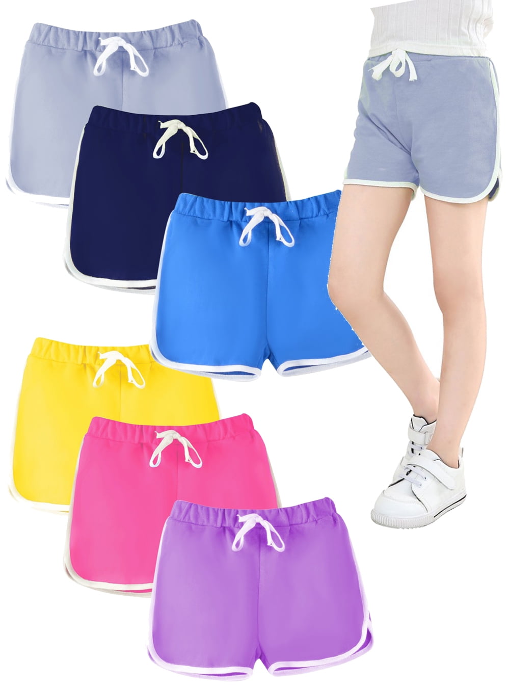 3Pcs Girls Boys Shorts Kids Athletic Solid Beach Running Shorts ...
