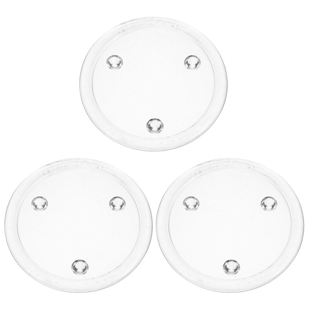 3Pcs Glass Round Candle Plates Transparent Pillar Candle Holder Stand ...