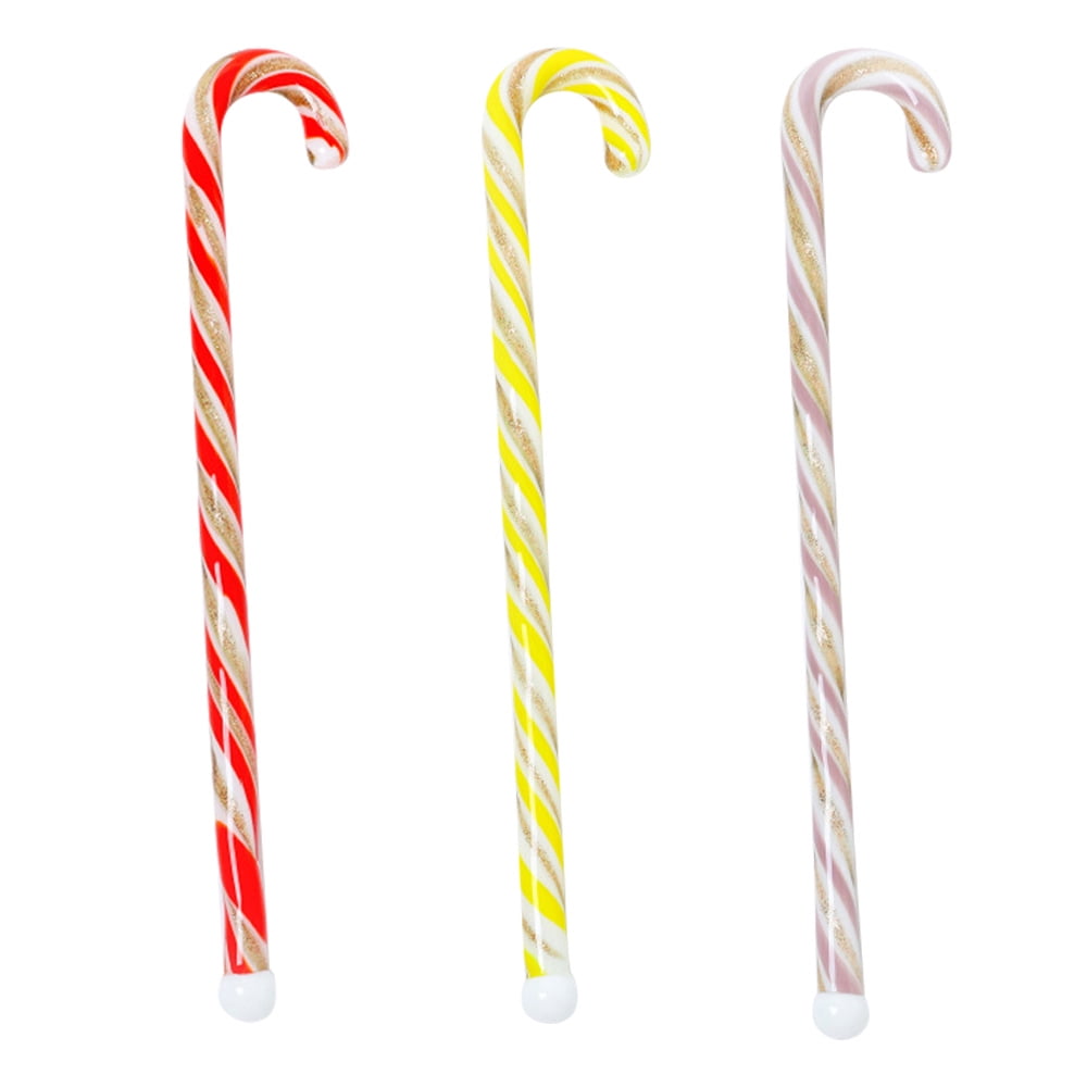 3Pcs Glass Swizzle Sticks for Cocktails Drinks, Colored Striped ...