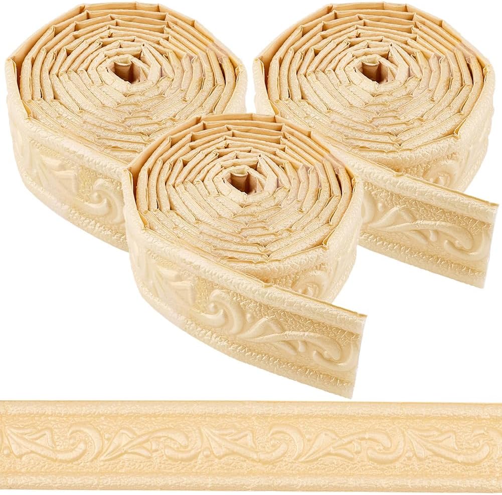 3Pcs Gold 90.6x1.8 Flexible Molding Trim Wall Trim Self Adhesive Peel ...