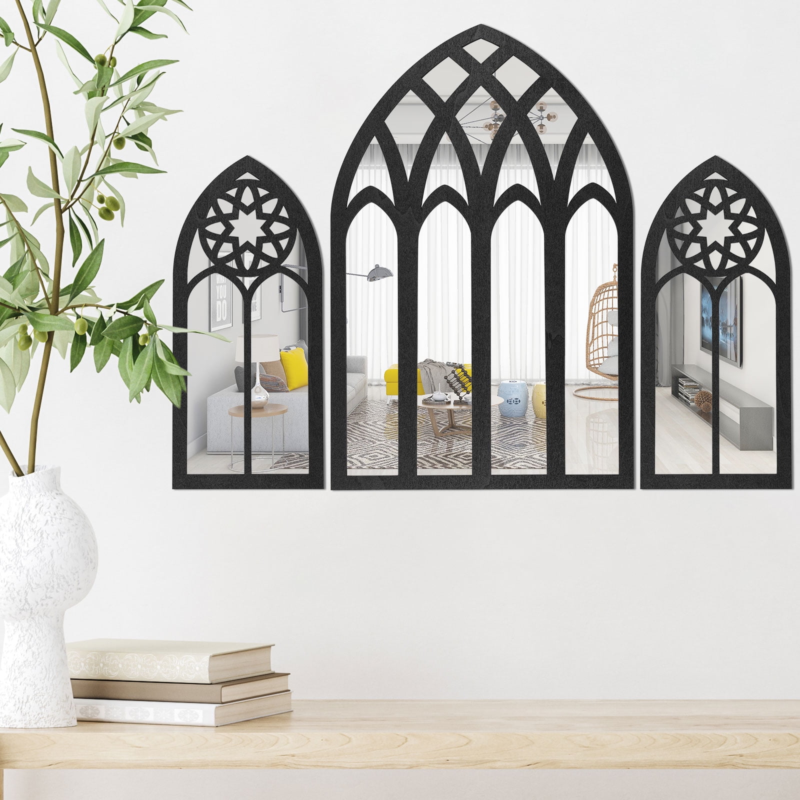 3Pcs Gothic Arch Mirrors Wall Decor Versatile Gothic Cathedral Mirrors ...