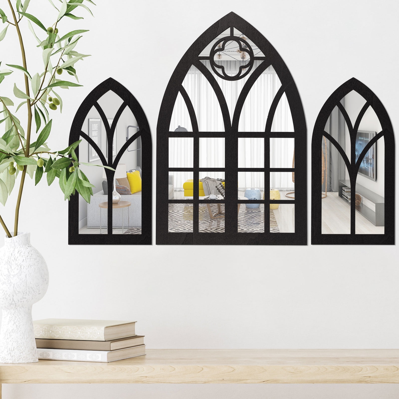 3Pcs Gothic Arch Mirrors Wall Decor Versatile Gothic Cathedral Mirrors ...