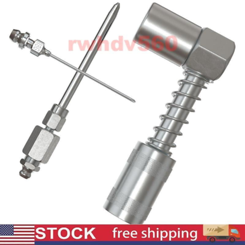 3Pcs Grease Gun Accessory Kit 90 Degree Adapter Grease Needle Tips ...