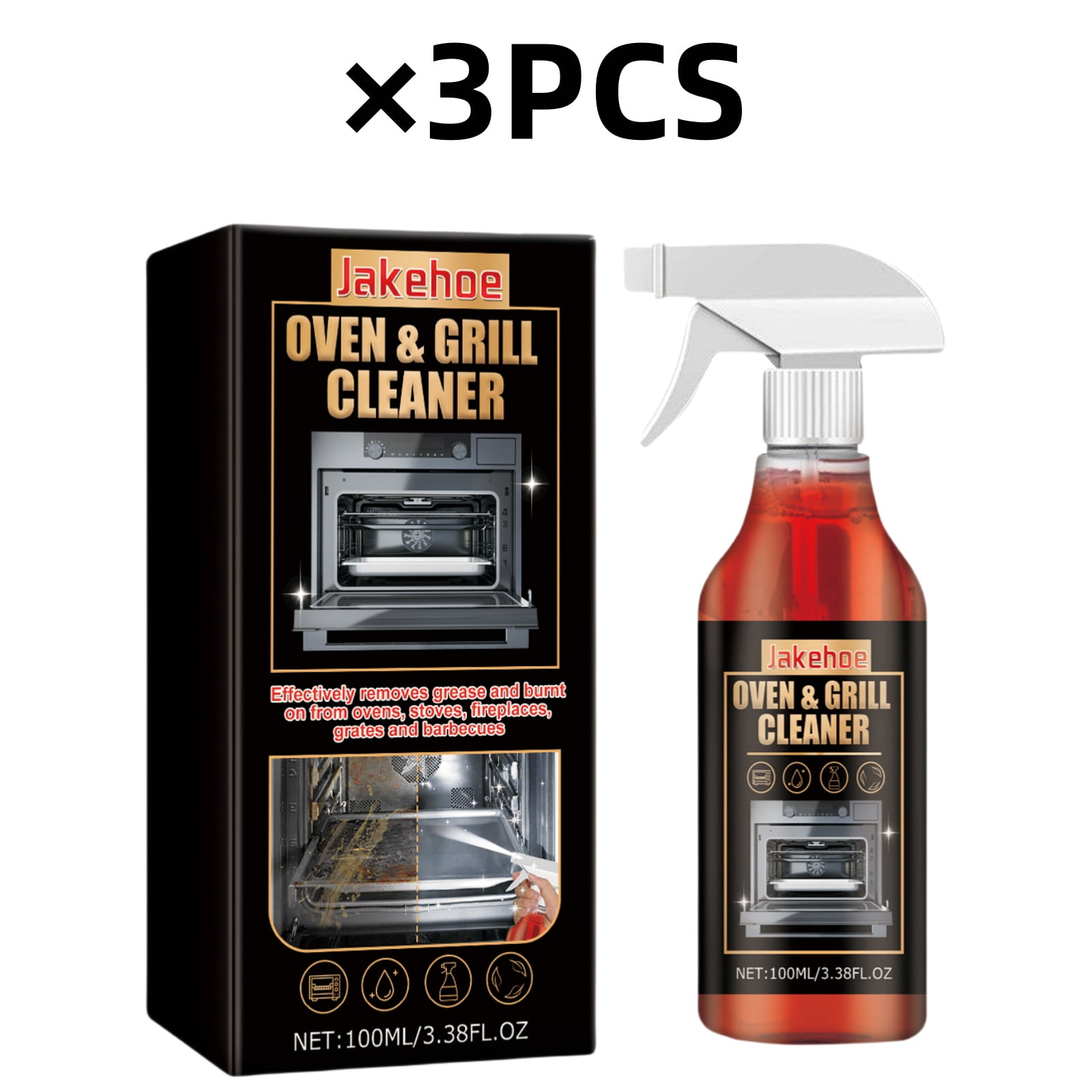 3Pcs Grill Cleaner - Food Safe, Non-Caustic Formula - Restaurant & Cafe ...