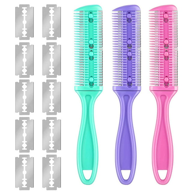 Professional 3Pcs Hair Razor Combs, Double-Sided Cutting & Shaping Comb ...