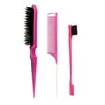 3Pcs Hair Styling Comb Set Teasing Hair Brush Triple Teasing Comb Rat ...