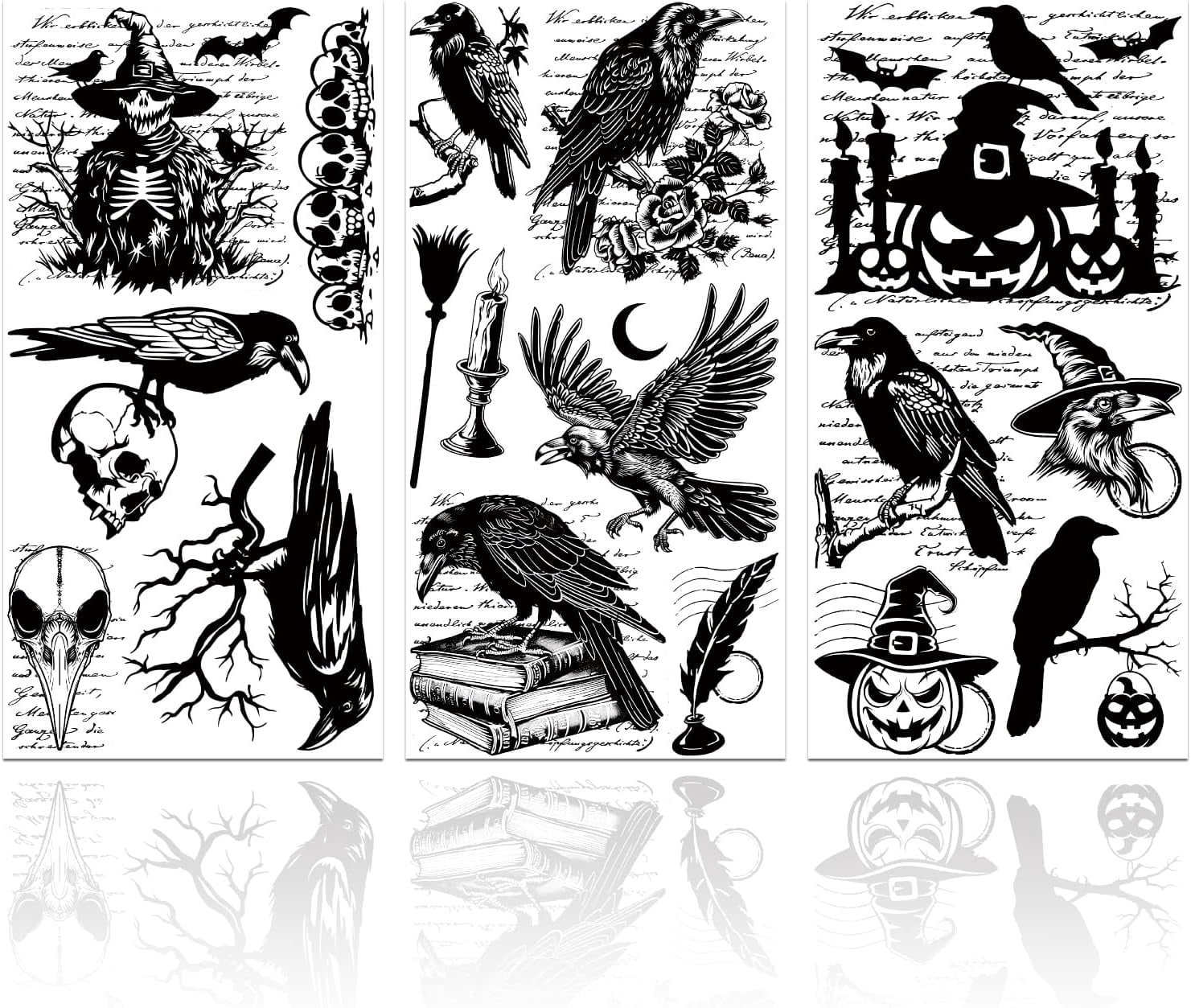 3Pcs Halloween Crow Furniture Transfer 6x12inch Halloween Witch ...