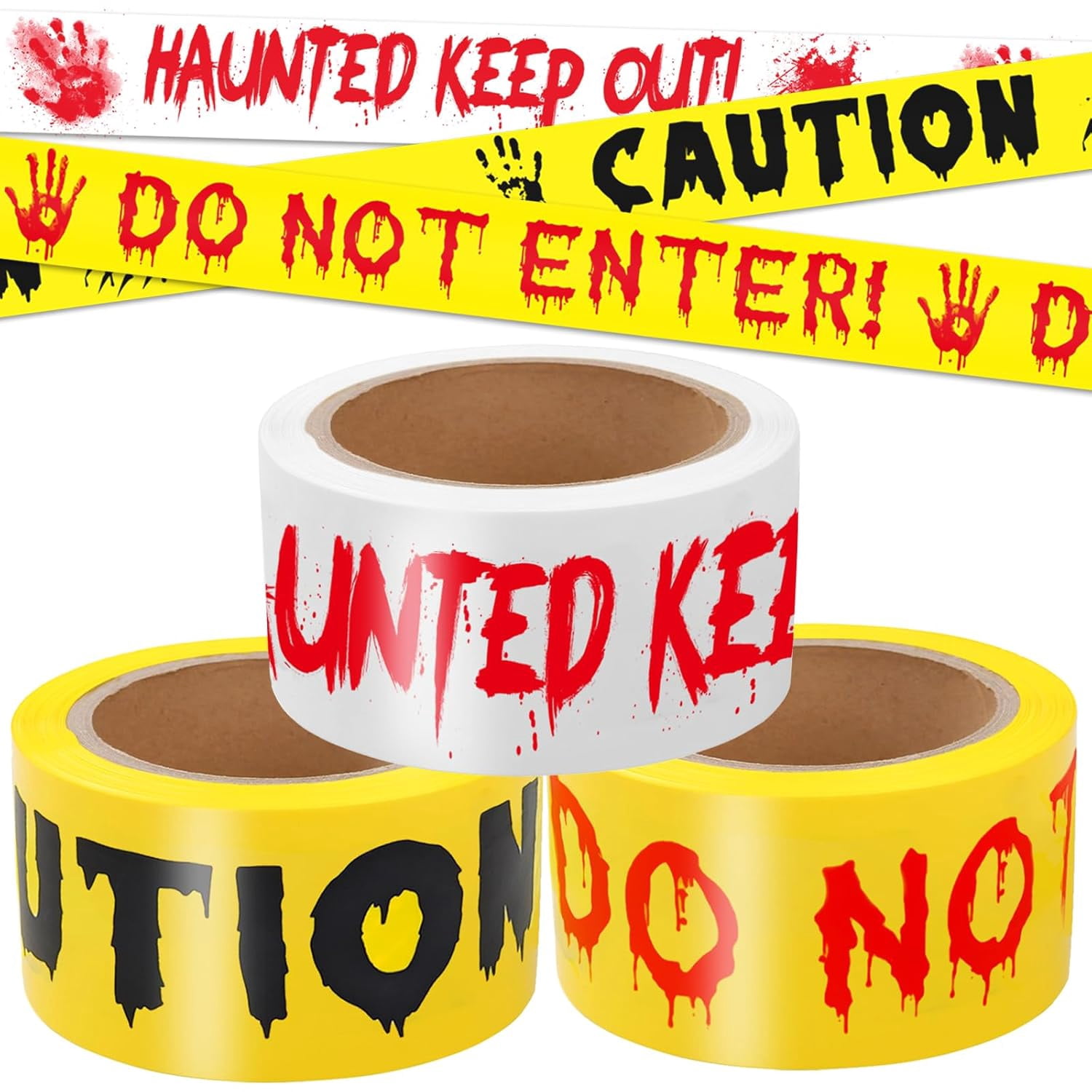 3Pcs Halloween Decorations Caution Tape 2In x 246Ft, Blood Color DO NOT ...