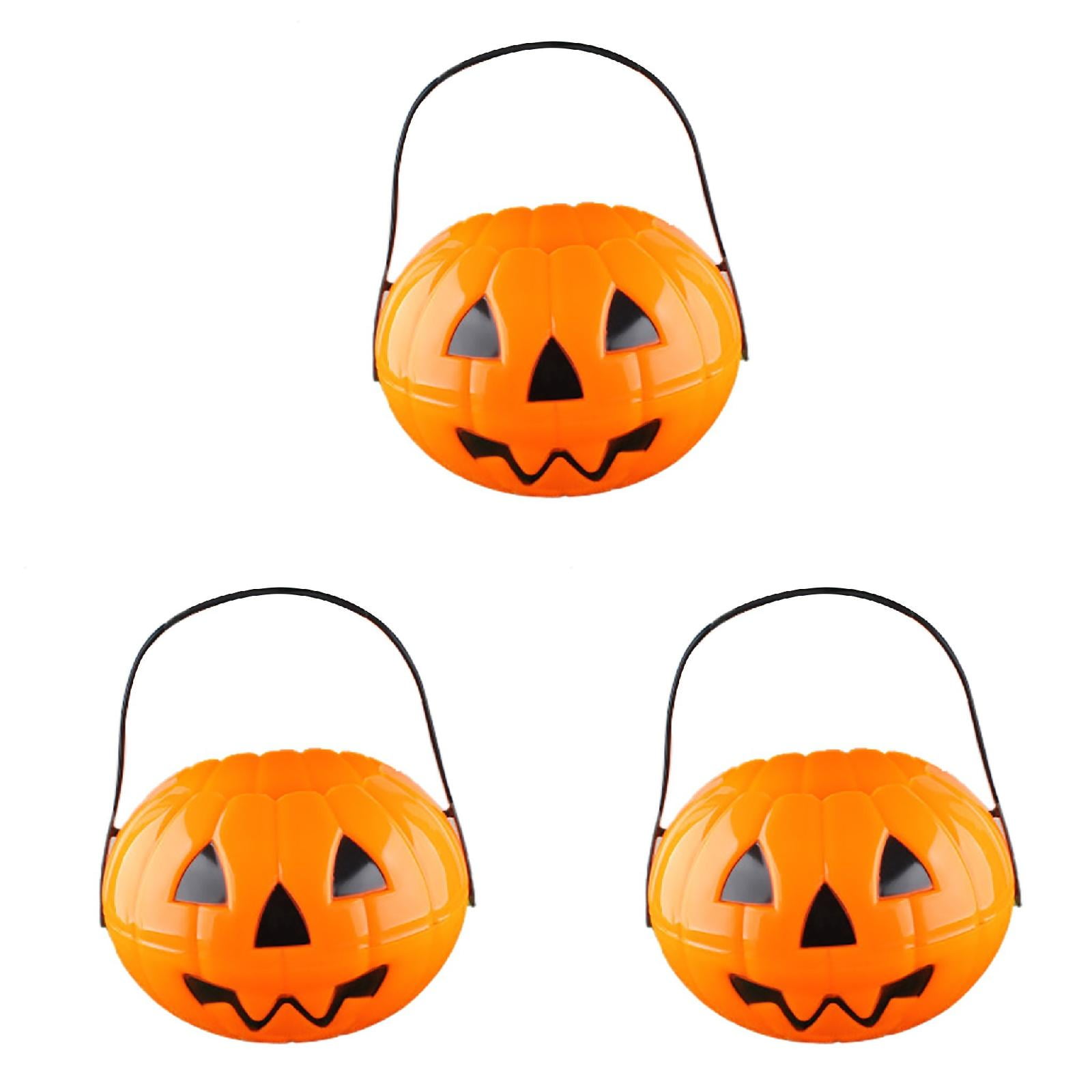 3Pcs Halloween Pumpkin Bucket,Large Pumpkin Foldable Detachable Two ...