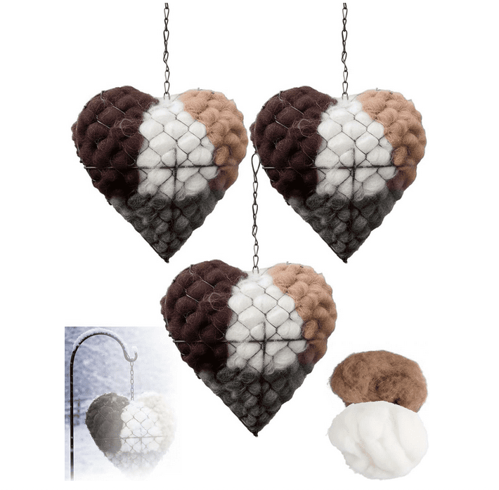 3Pcs Handmade Alpaca Fiber Bird Nesting Heart, Bird Nesting Material ...