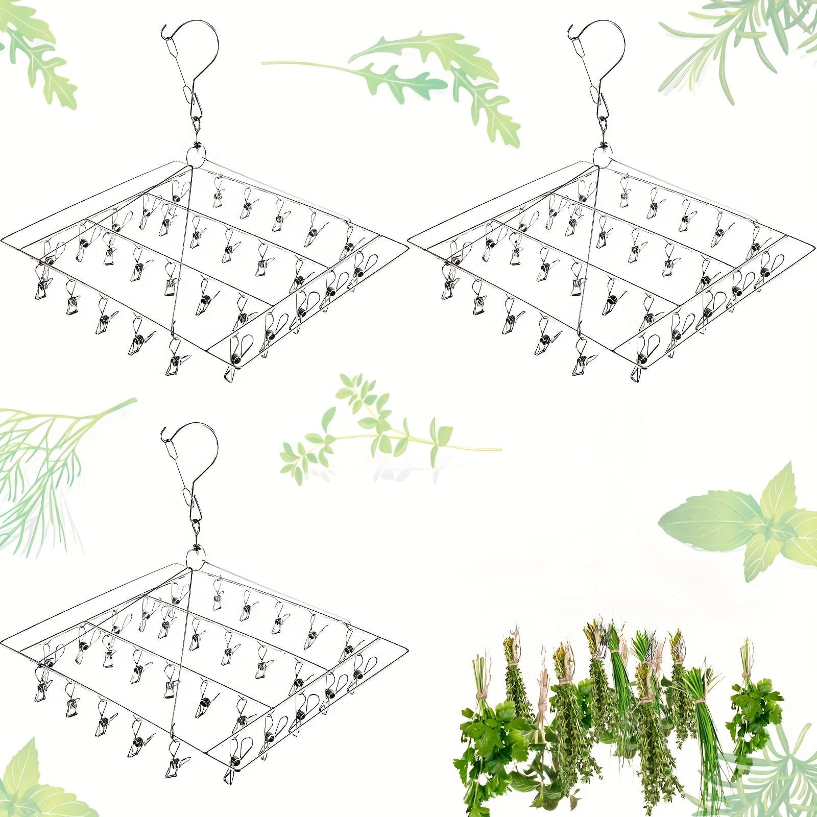 3Pcs Hanging Drying Racks for Herbs, Flower Drying, Socks, Underwear ...