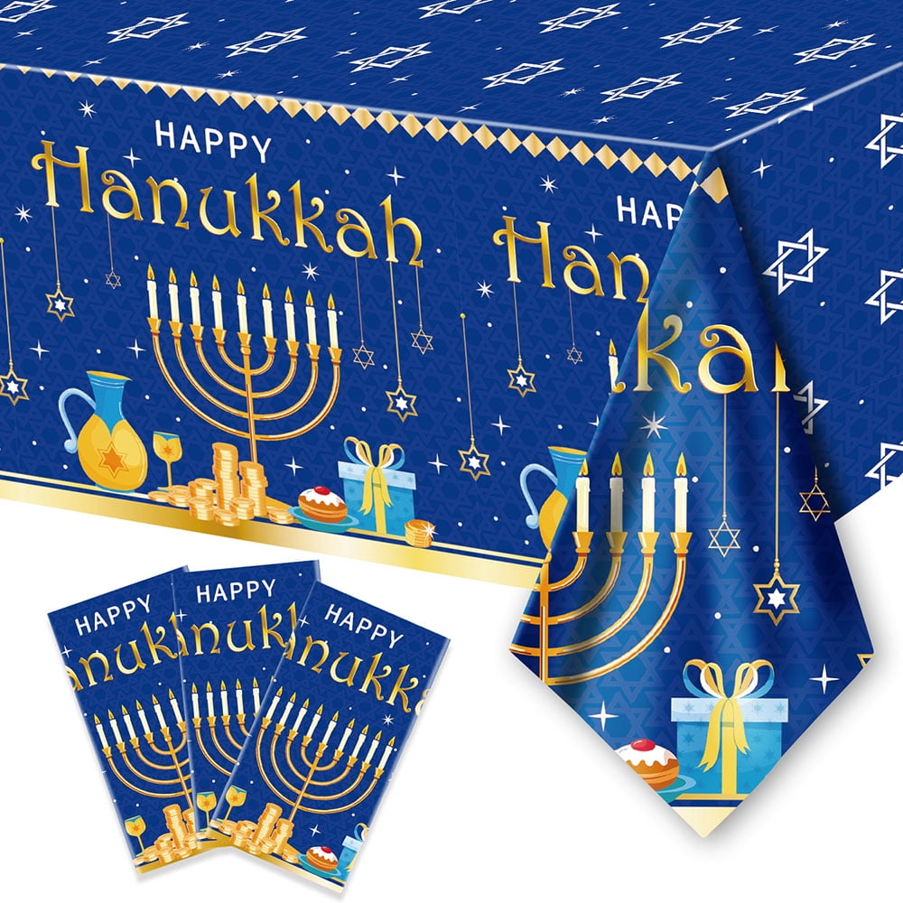 3Pcs Hanukkah Tablecloths Decorations Chanukah Jewish Festival Blue ...
