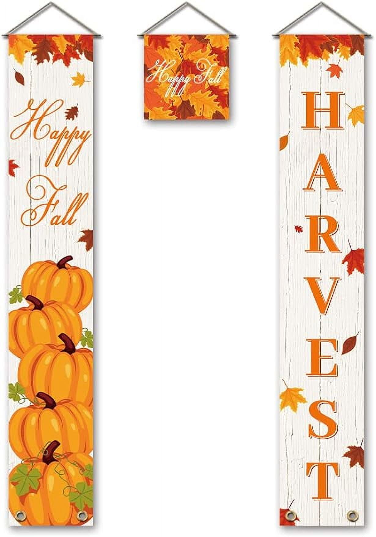 3Pcs Happy Fall Porch Banners Autumn Welcome Porch Banners Decorations ...
