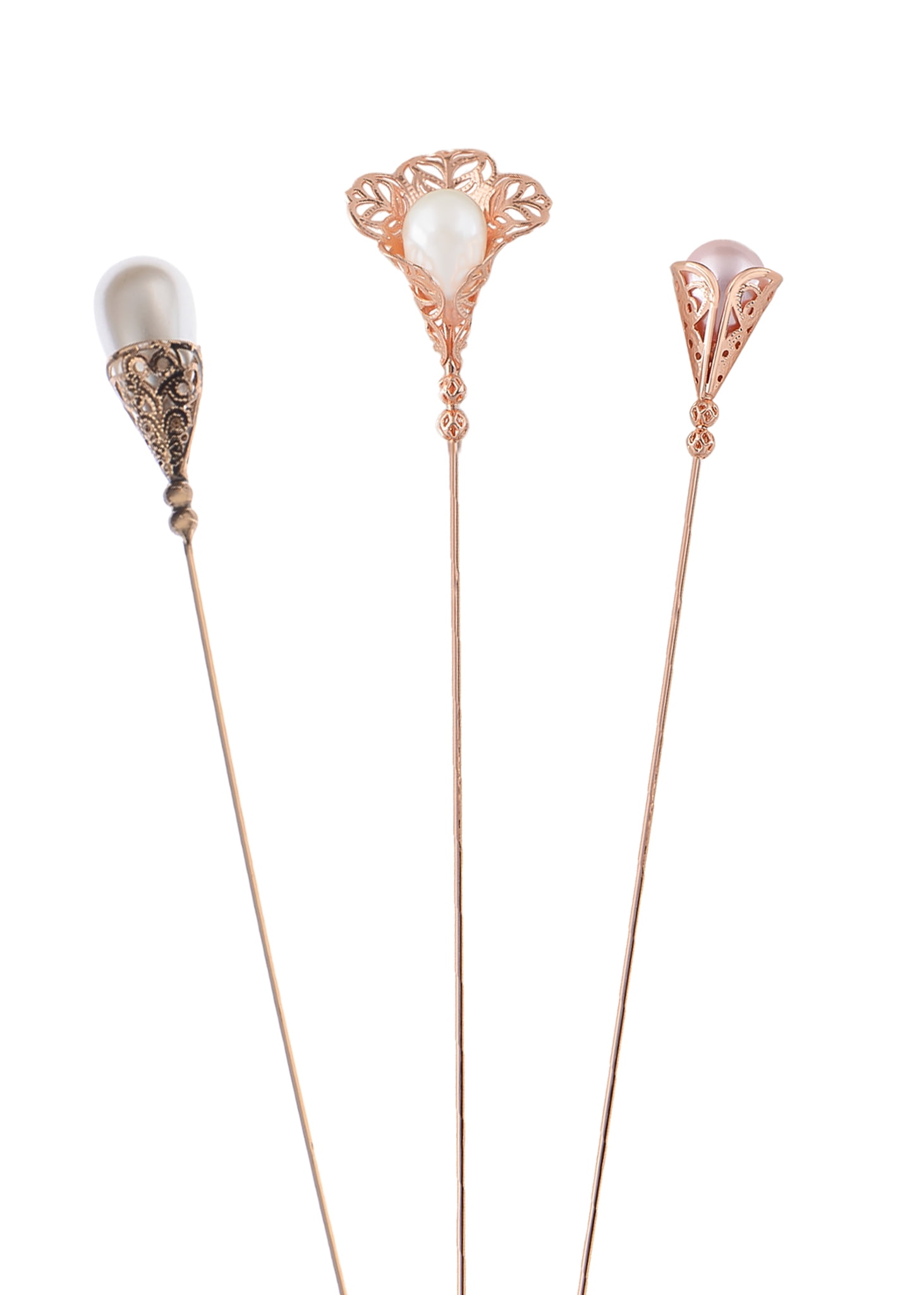 3Pcs Hat Pin Classic Vintage Long Needle Faux Pearl Lapel Pins Brooches ...