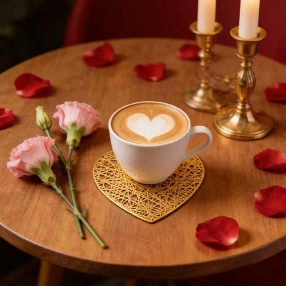 3Pcs Heart Cup Mat Set Vacemry PVC Heat Resistant Placemats Set, Anti ...