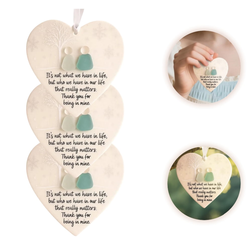 3Pcs Heart-Shaped Sea Glass Friendship Decor, Timeless Friendship Heart ...