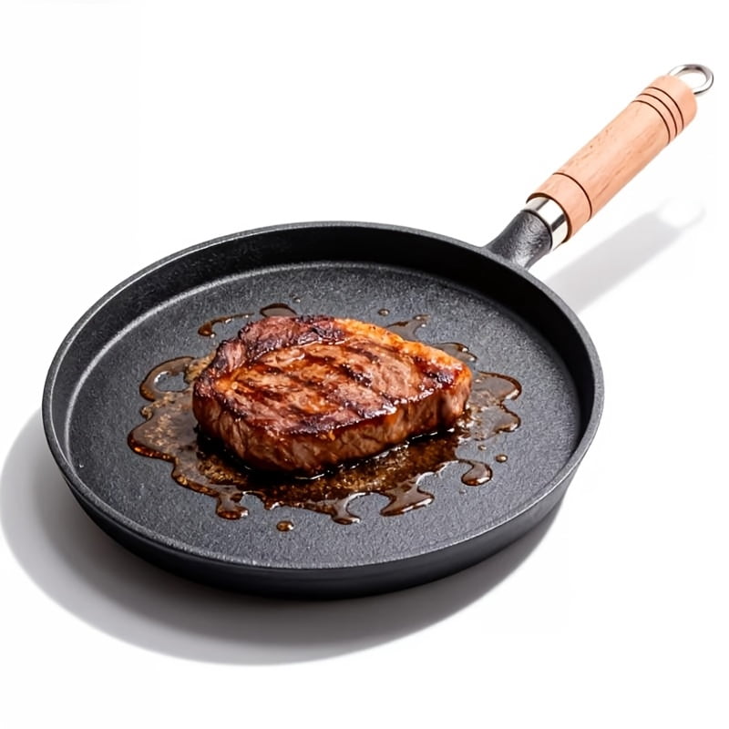 3Pcs Heavy-Duty Cast Iron Skillet Set, 8.5"/9.5"/10.7" Pre-Seasoned Non ...