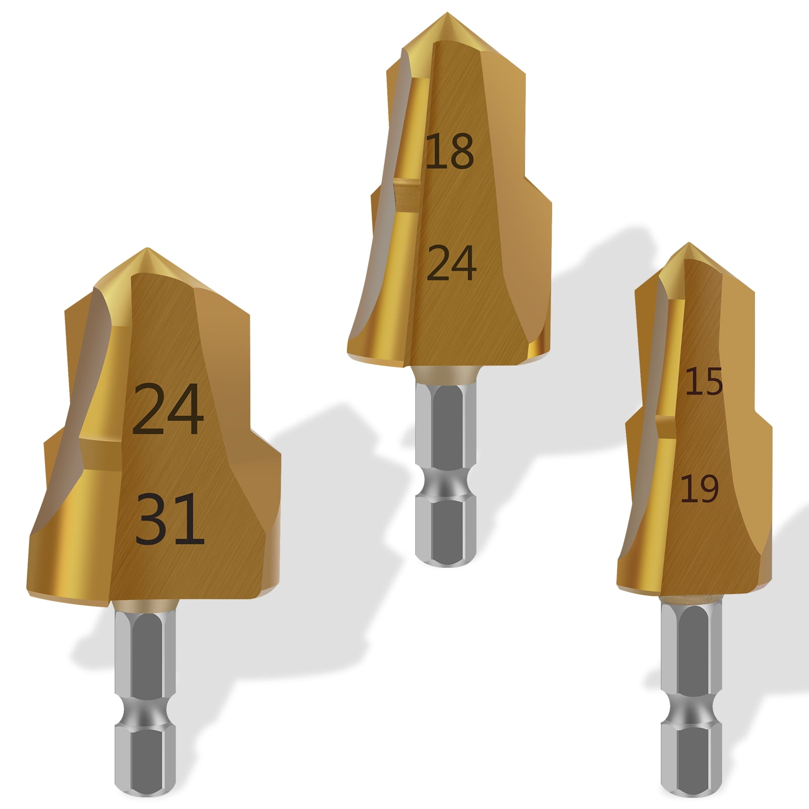 3Pcs Heavy Duty Reaming Drill Bits 6.1 cm Heavy Duty Steel Pipe Reamer ...