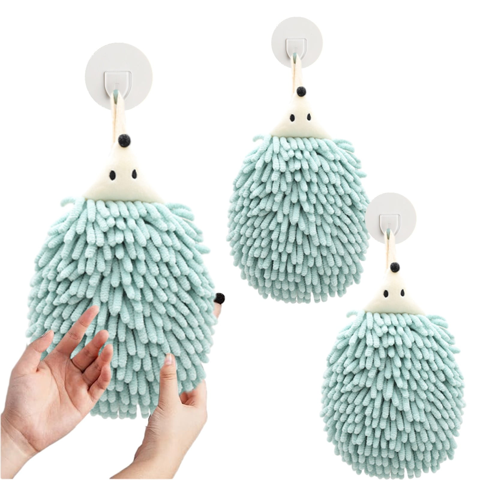 3Pcs Hedgehog Hand Towel，Bathroom Chenille Hanging Hand Towel Balls ...