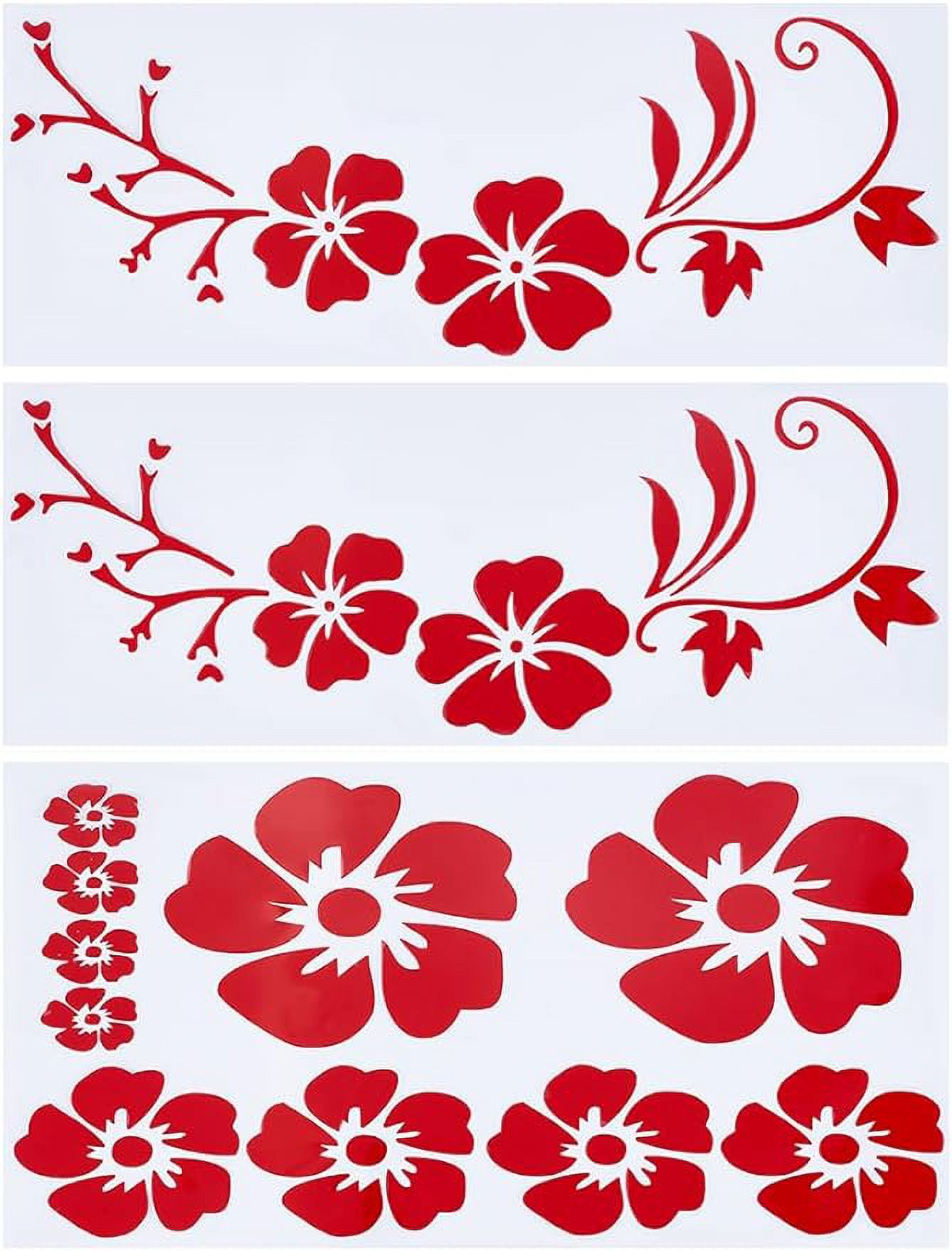 3Pcs Hibiscus Flower Car Sticker Hawaiian Stickers and Decals 2 Style ...