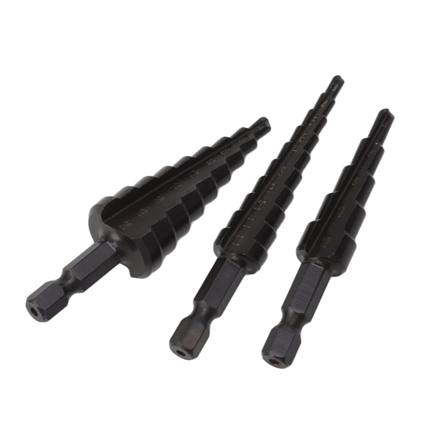 3Pcs High Steel Hex Handle Step Drill Bit Set for Wood Insulation Plate ...