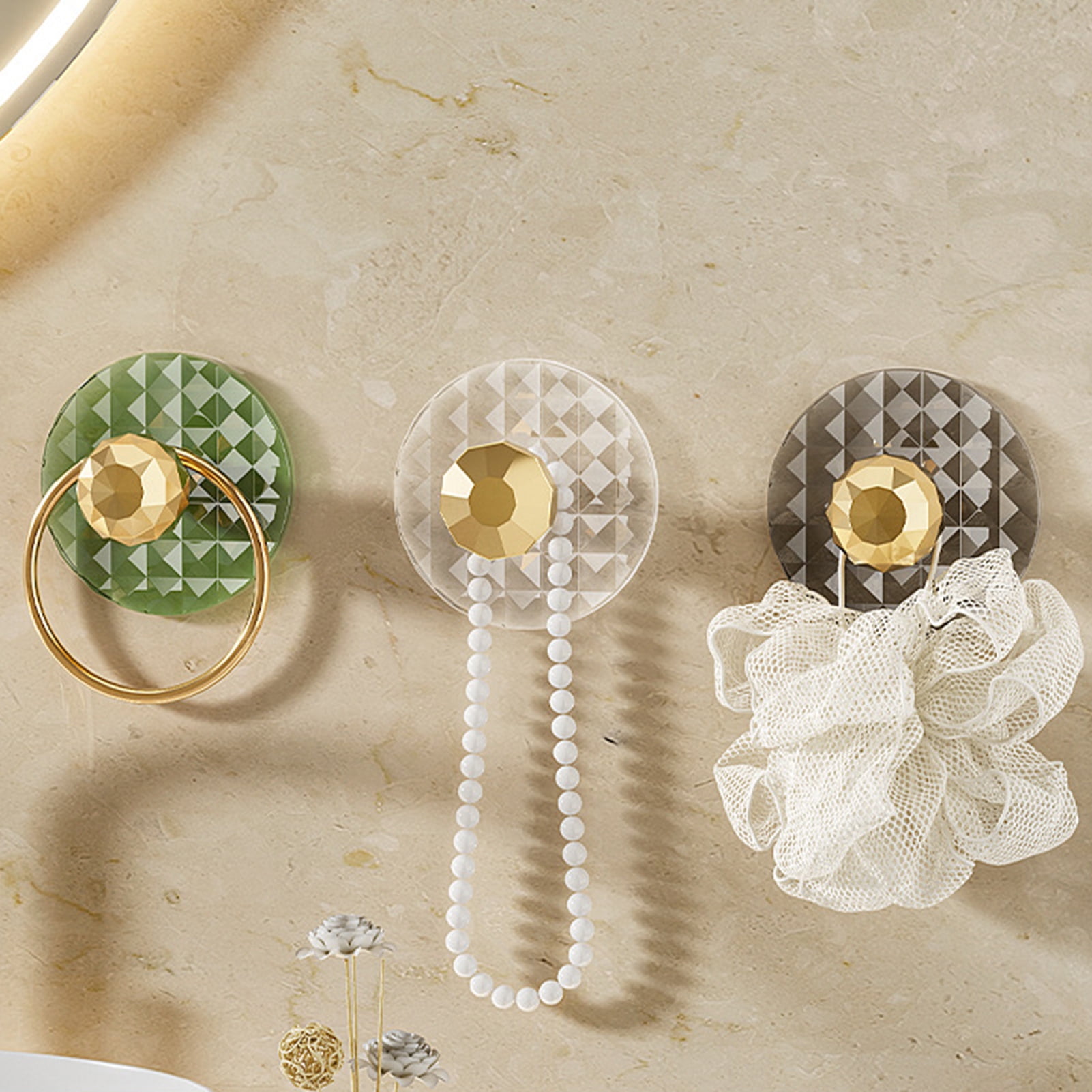 3Pcs Hooks Light Luxury Adhesive Punch-free Strong Load Bearing Easy ...