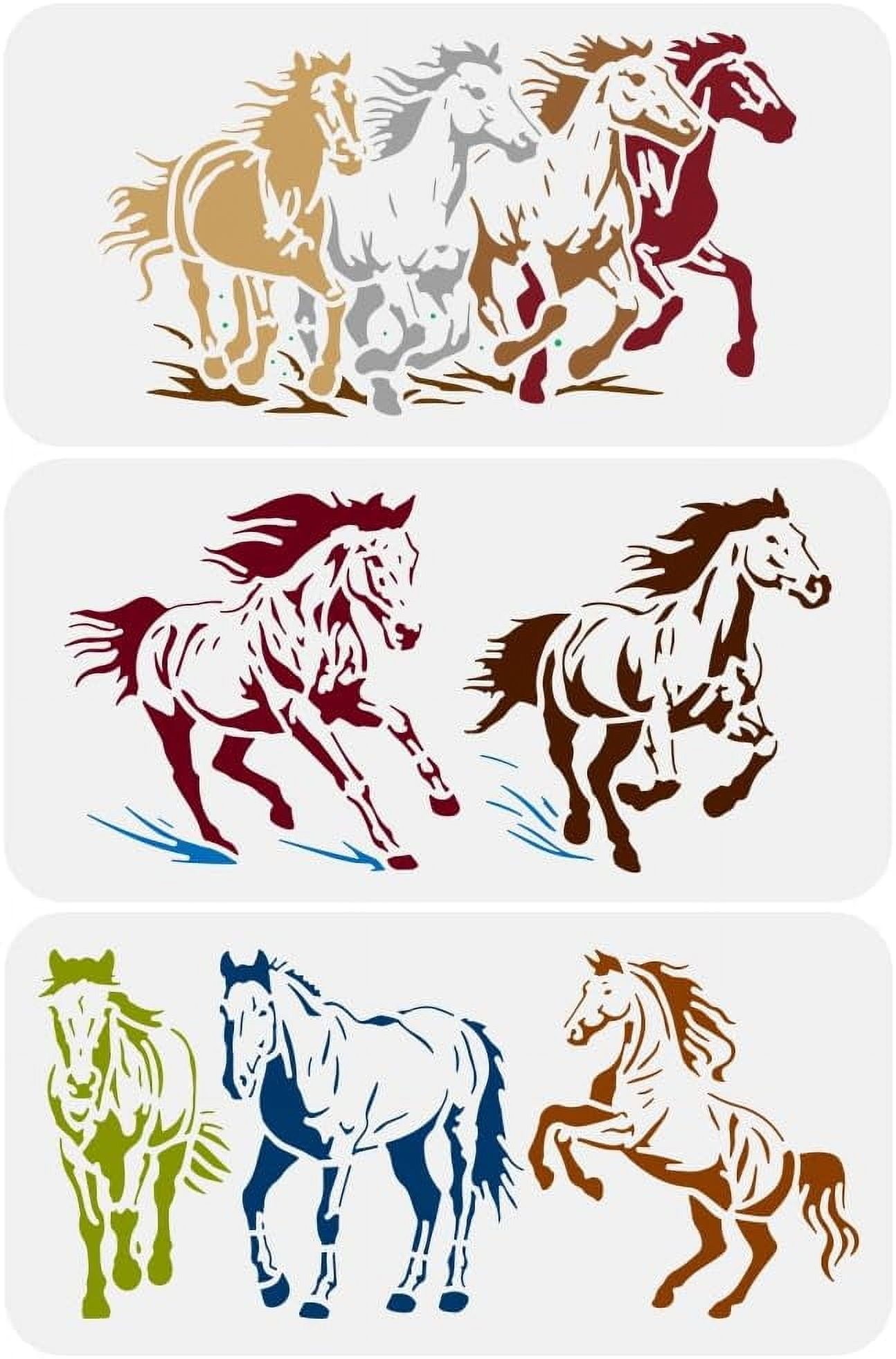 3Pcs Horse Border Stencil 11.8x5.9inch Running Horse Stencil Walking ...