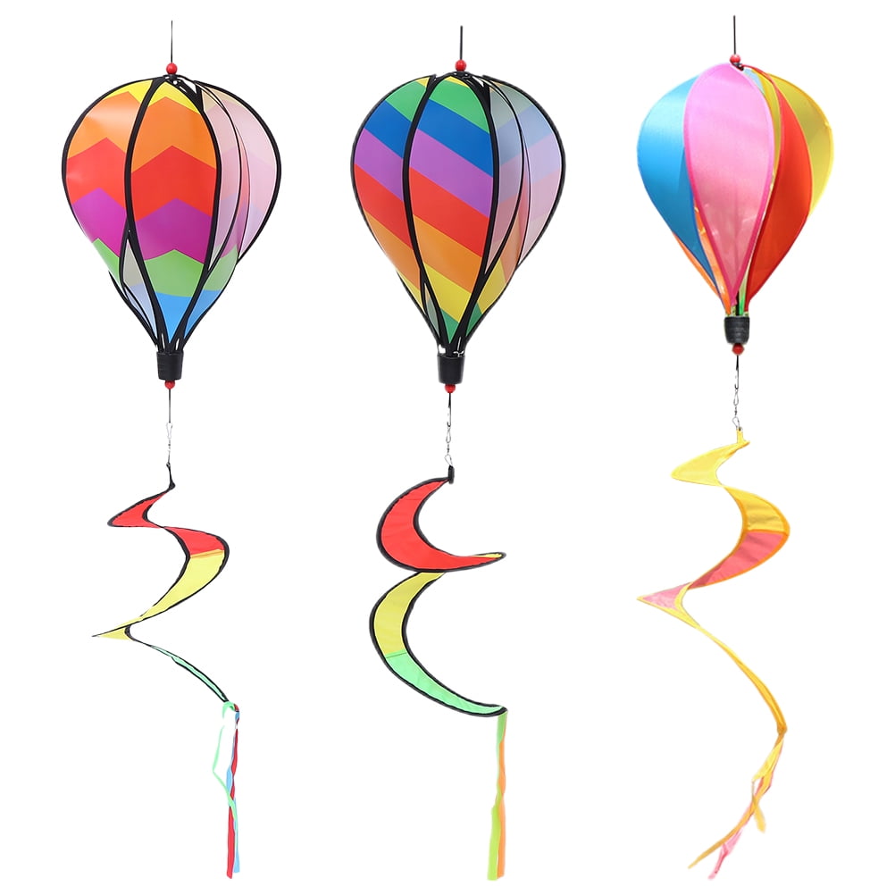3Pcs Hot Air Balloon Wind Whirligig Wind Rainbow Windmill Hanging Wind ...