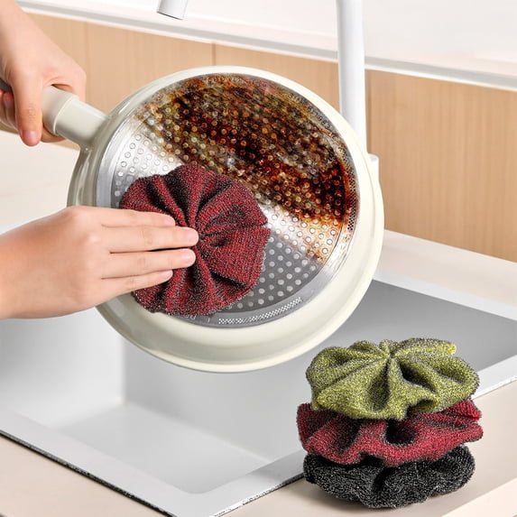 3Pcs Household Kitchen Steel Wool Cleaning Brushes, Strong Stain ...