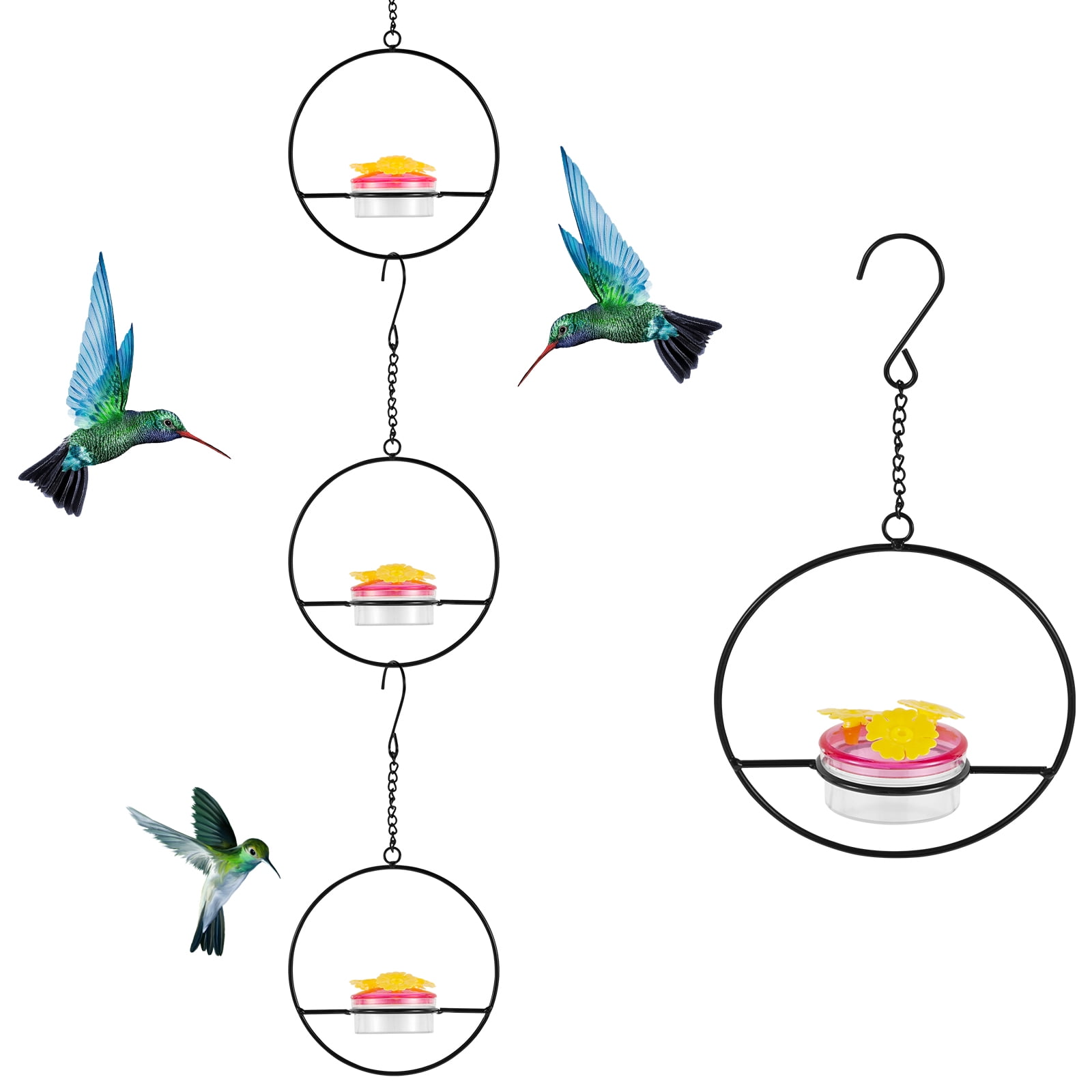 3Pcs Hummingbird Feeder for Outdoors Stackable Hanging Hummingbird ...