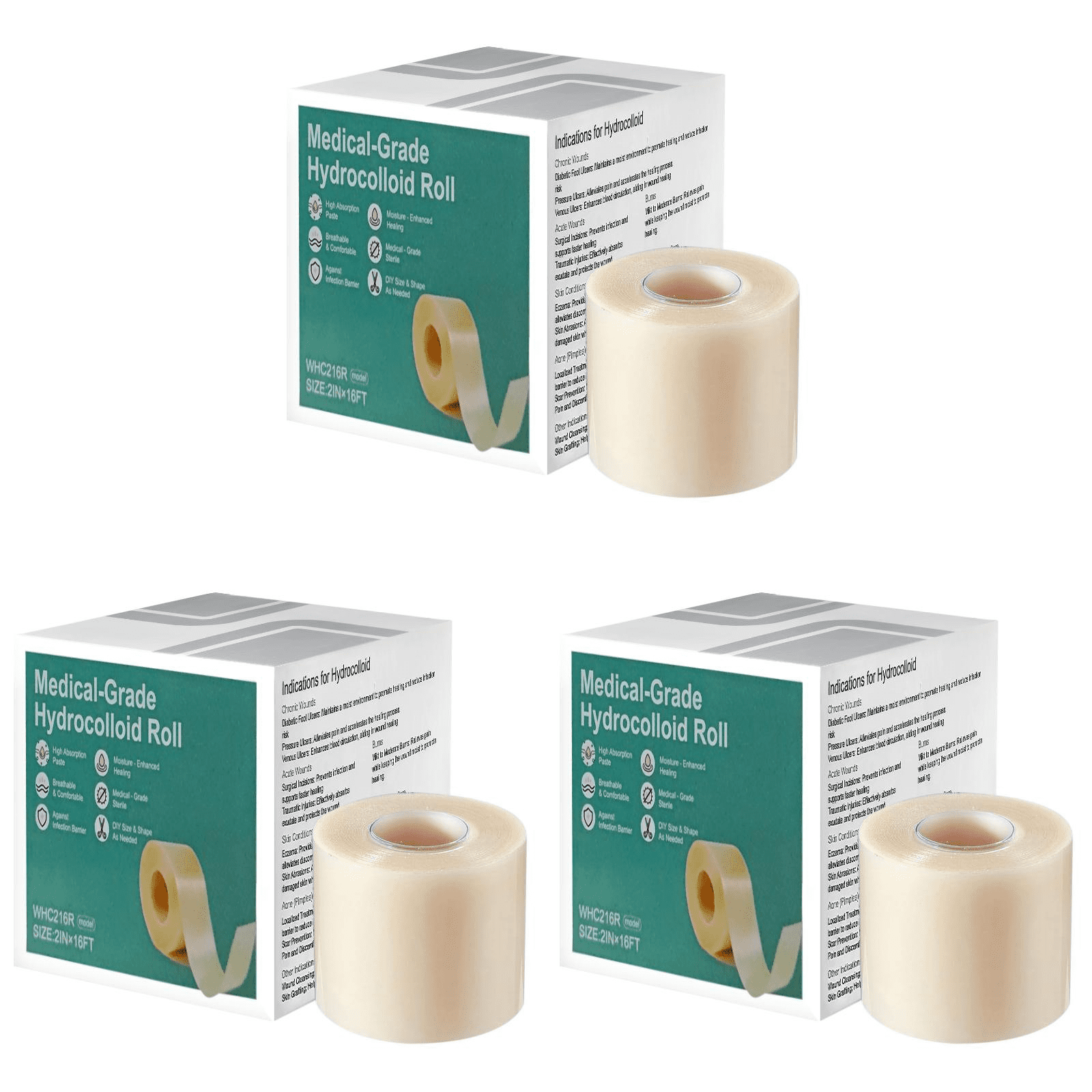 3Pcs Hydrocolloid Roll For Wound Care - Cut-To-Size,Hydrocolloid Roll ...