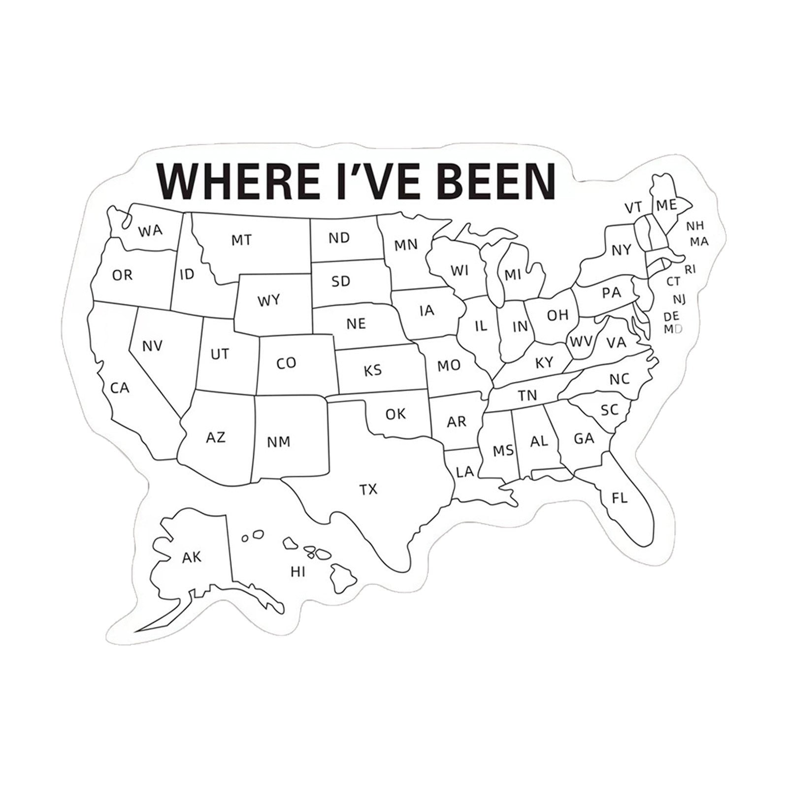 3Pcs Where I' Been Map Vinyl Coloring Sticker Where I Have Been Decal ...