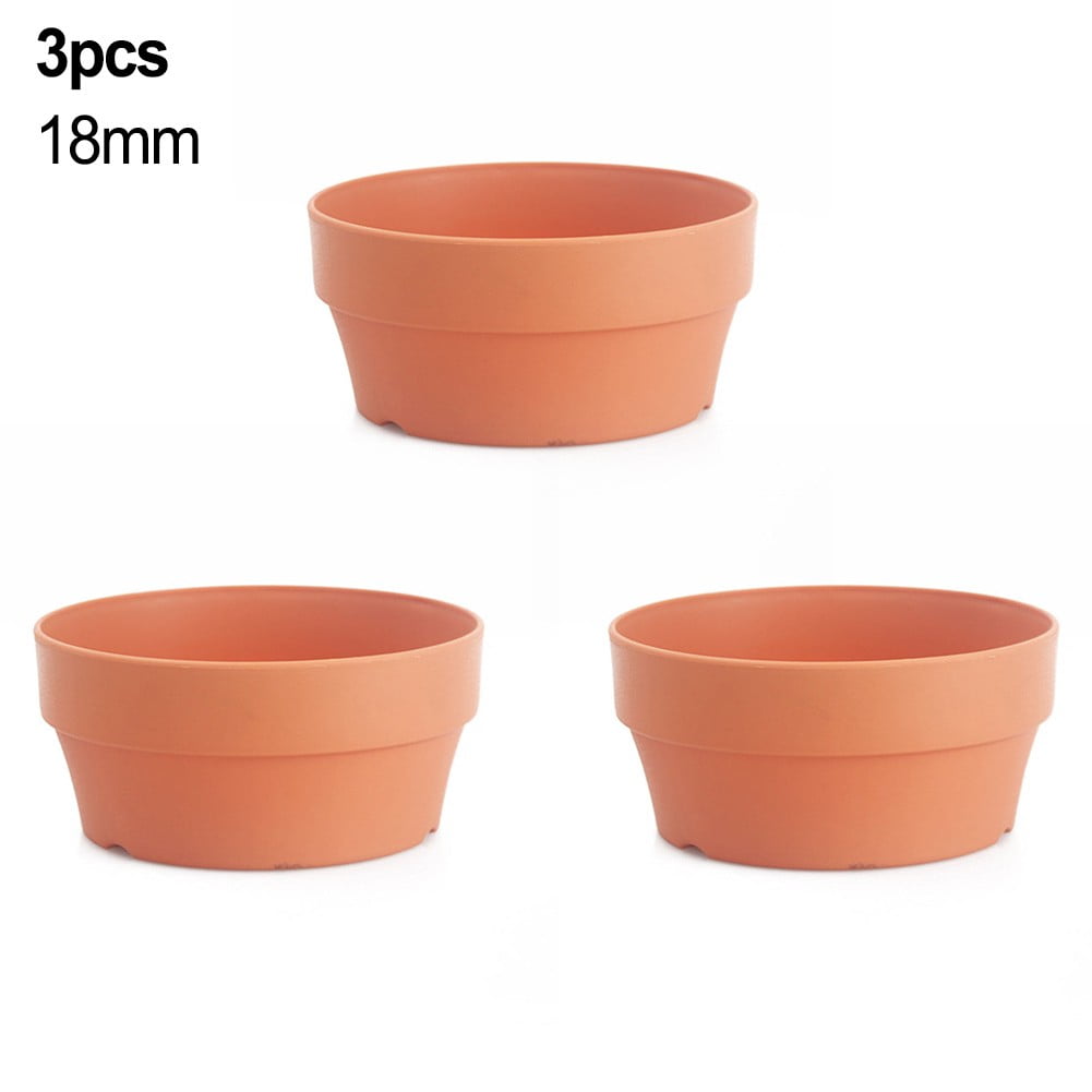 3Pcs Imitation Clay Flower Pot Plastic Succulent Potted Japanese Round ...