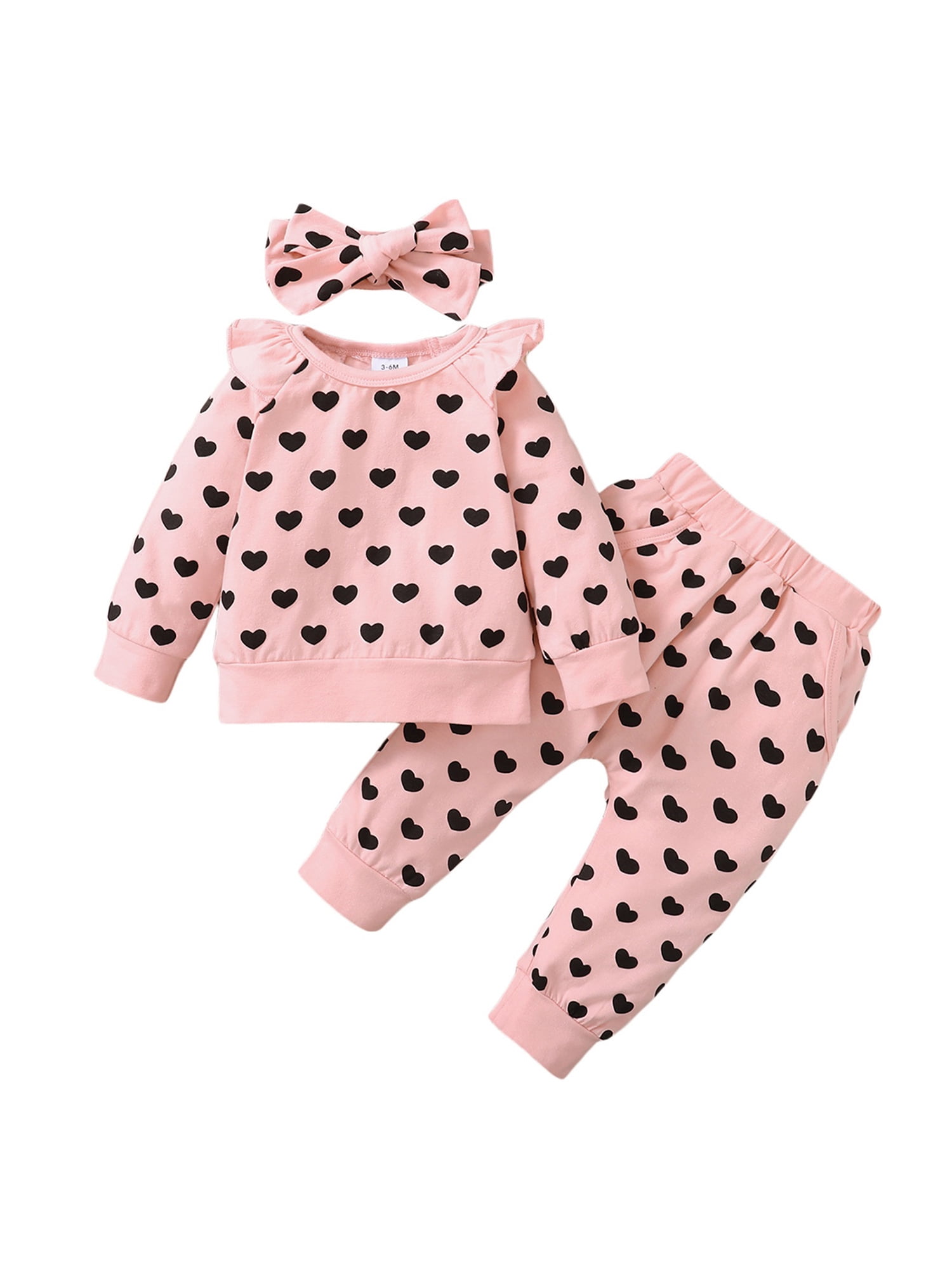 3Pcs Infant Outfits Valentine's Day Clothes Set Newborn Baby Girls Long Sleeve Sweatshirt Pants ...