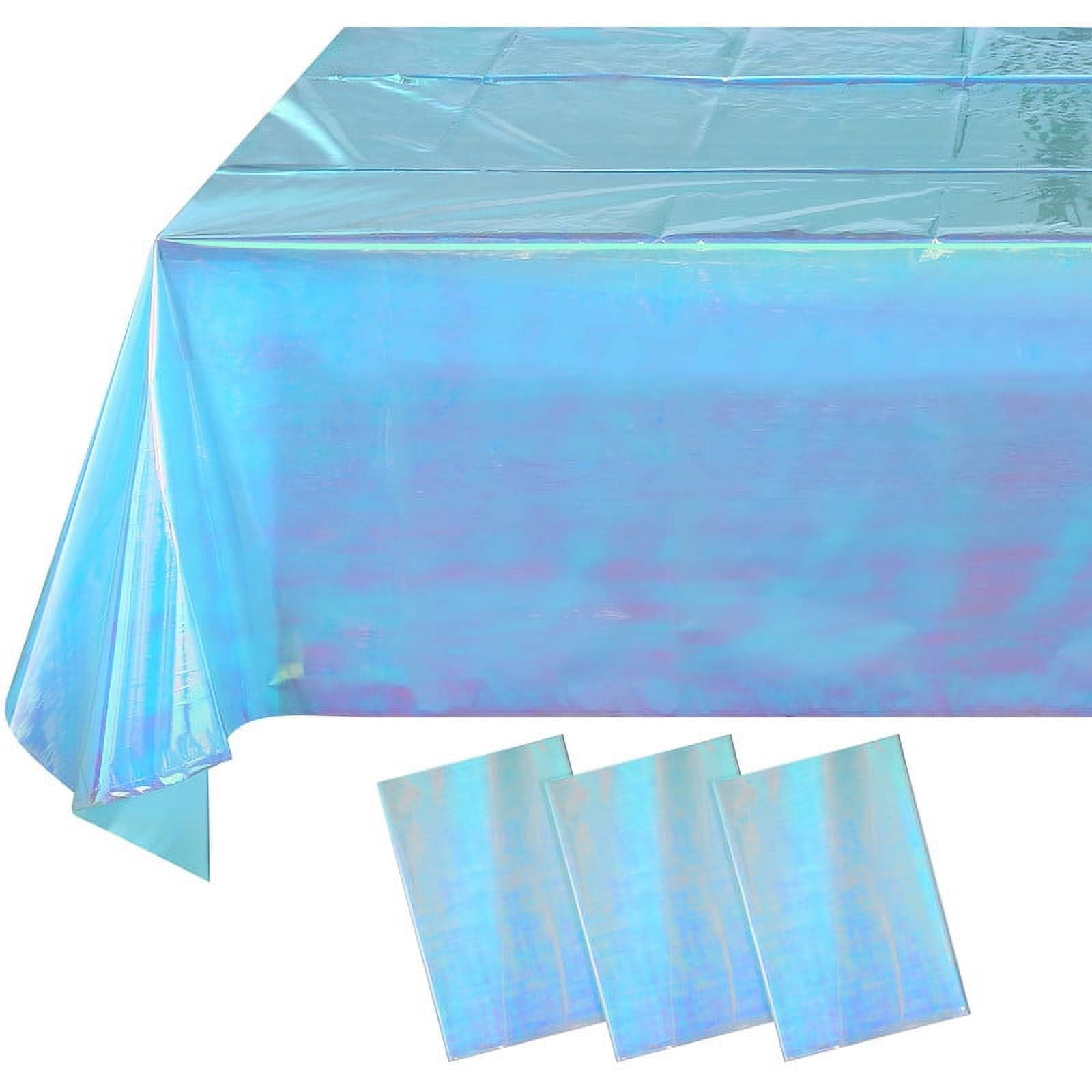 3Pcs Iridescent Plastic Tablecloths Shiny Disposable Laser Rainbow ...