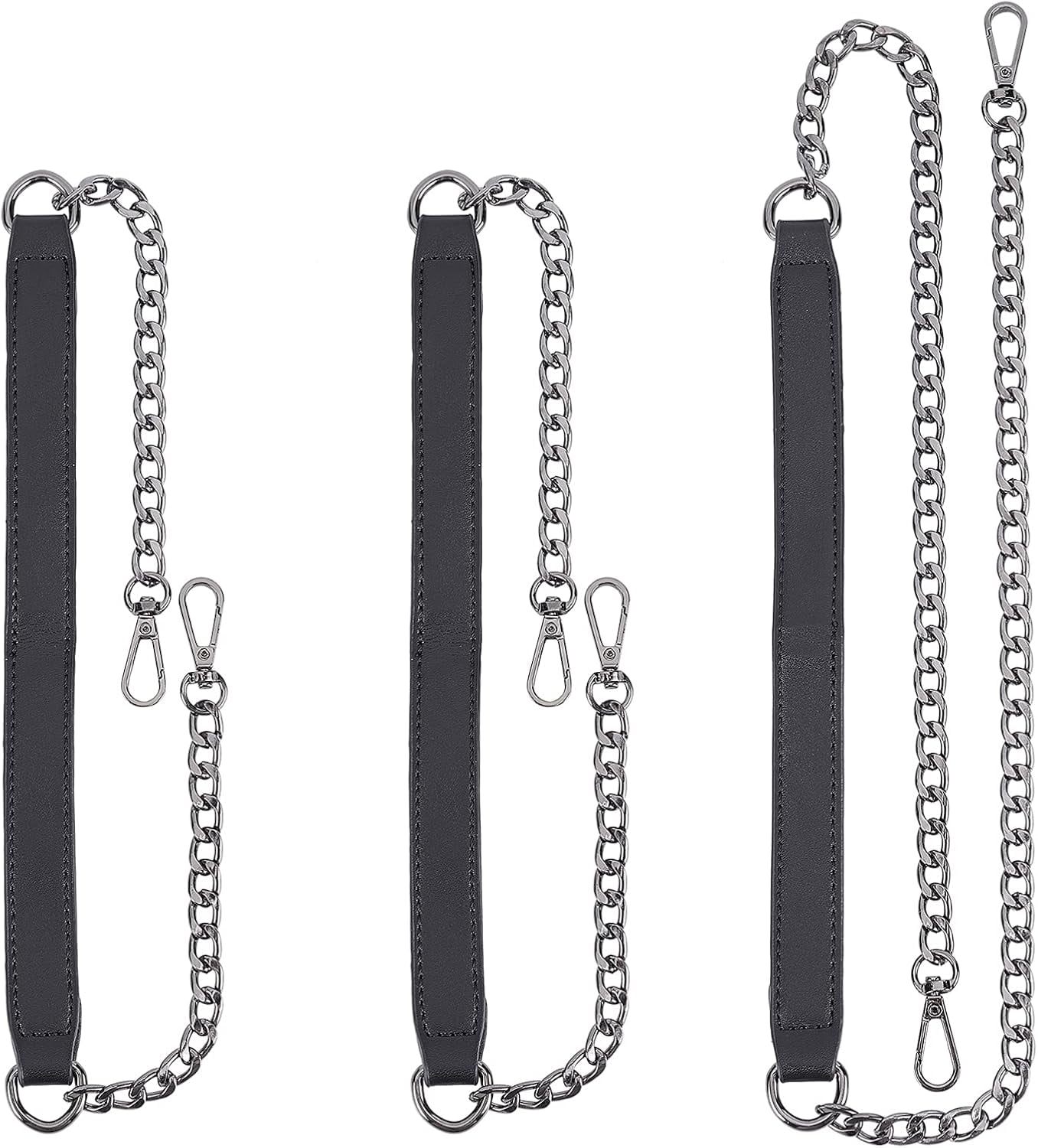 3Pcs Iron Bag Strap Chains with PU Leather Chain Strap Handbag Chains ...