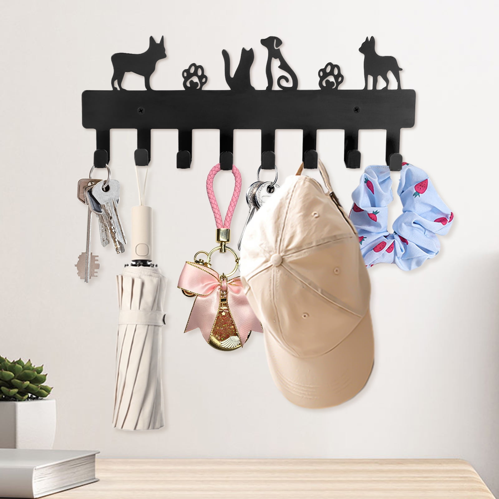 3Pcs Iron Dog Leash Key Holder Versatile Punching Installation Wall ...