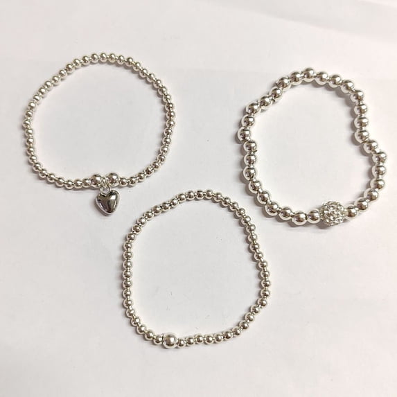 3Pcs Iron Polymer Clay Rhinestone Beaded Stretch Bracelets Set CCB ...