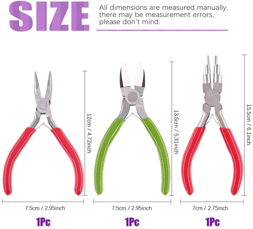 3Pcs Jewelry Pliers Kit, Including 6-in-1 Bail Making Looping Pliers ...