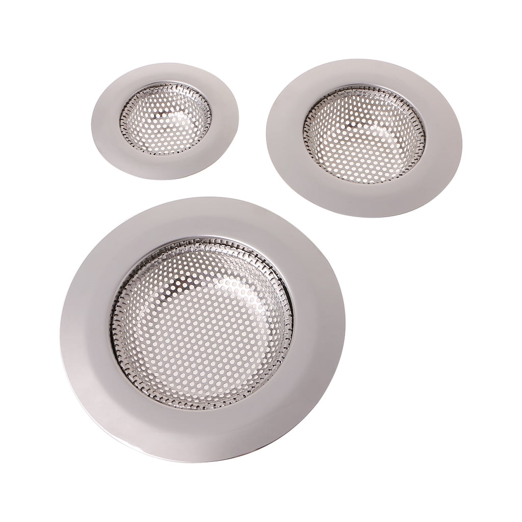 3Pcs Kitchen Sink Strainer Stainless Steel Drain Filter Bathroom Plug ...
